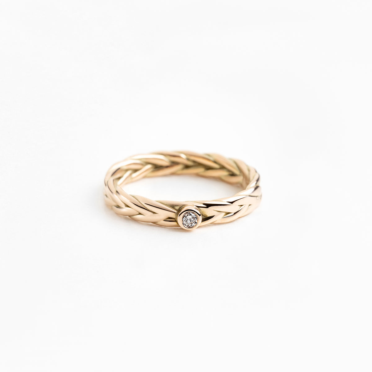 Fiskiflétta hringur með 0,03ct demanti - 14kt gull – BY•L